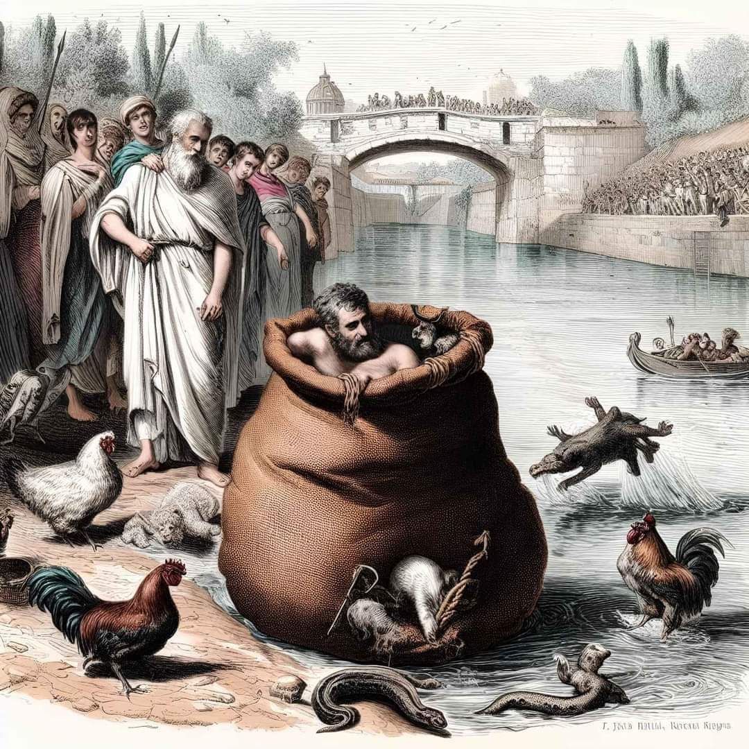 In Ancient Rome, the punishment for killing one's father was the death ...