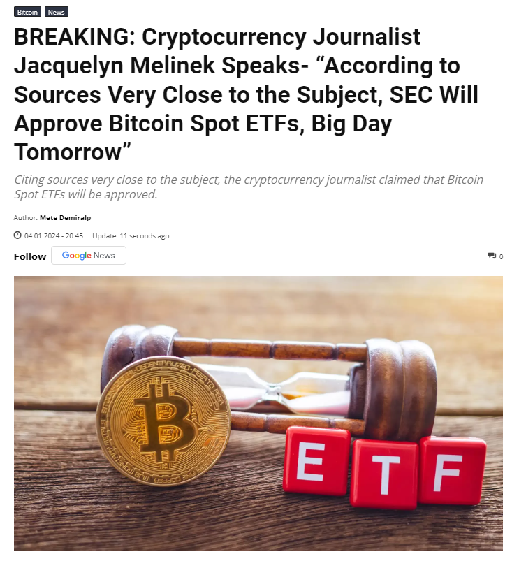 Journalist Jacquelyn Melinek said \ stacker news ~bitcoin